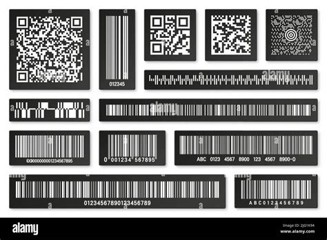 Set Of Black Product Barcodes And QR Codes Identification Tracking