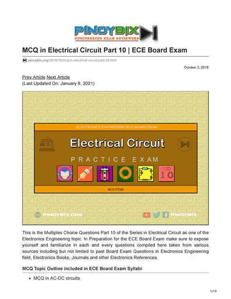Pinoybix Org MCQ In Electrical Circuit Part 10 ECE Board Exam