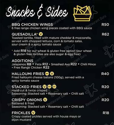 Menu At Stacked Diner Restaurant Cape Town