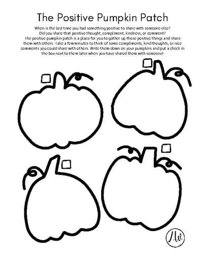 Positive Pumpkin Patch By Live Well Worksheets Tpt