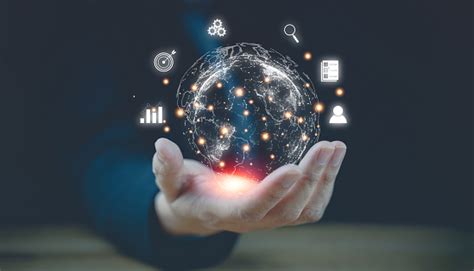 Iot 사물 인터넷 비즈니스 기술 네트워크 연결 스마트 웹을 통한 통신 온라인 미디어 마케팅 자동화 로봇 개념 손에 기술 아이콘 멀티미디어 소셜 미디어 사이버 공간 검색