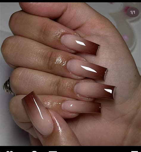 Ombre Brown Tip Nails Naglar Idéer Gulliga Naglar Vinternaglar