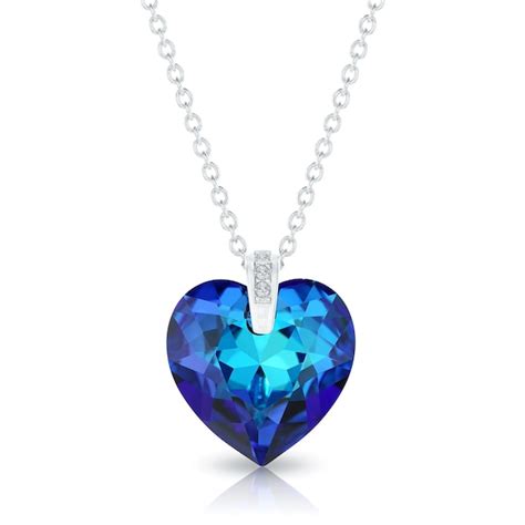 Blue Heart Necklace Etsy