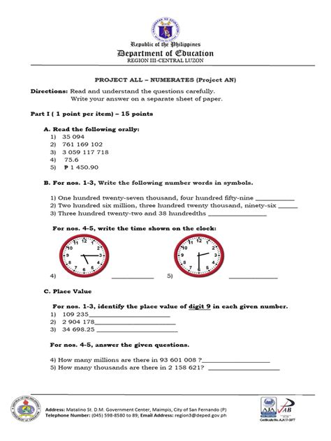 Project An Grade 7 Assessment Tool Edited 1 Pdf Arithmetic