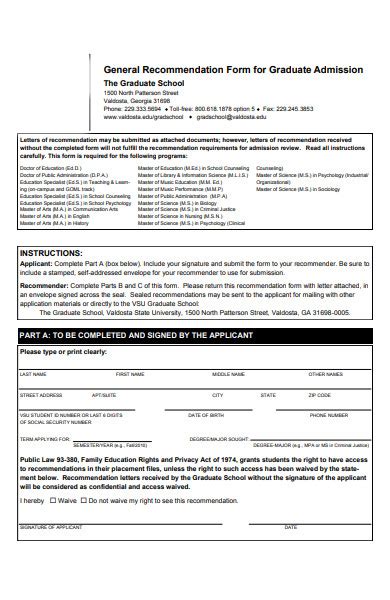 Free 50 Recommendation Forms In Pdf Ms Word