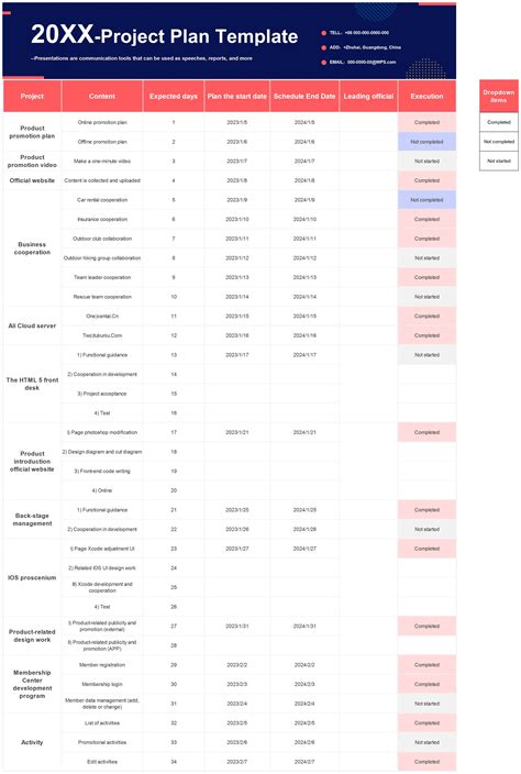 Excel Of Project Planxlsx Wps Free Templates