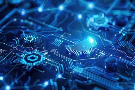Technology Workflow Concept On Blue Background Premium Ai Generated Image