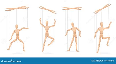 Cute Marionettes Puppets On Strings Stock Illustration CartoonDealer Com