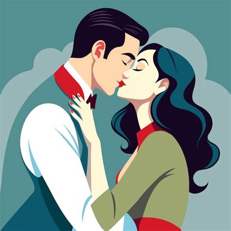 Premium Vector Kissing Couple Love Illustration