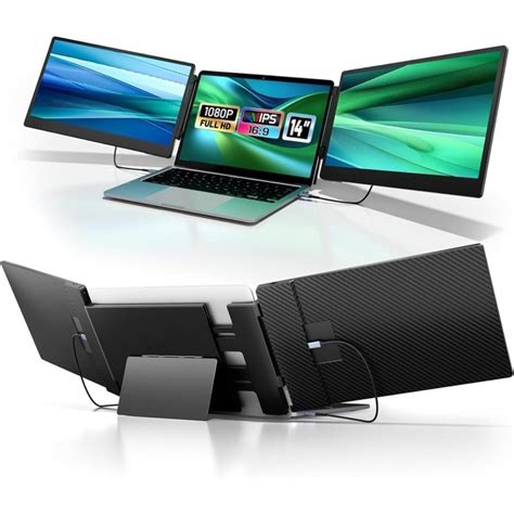 Triple Monitor 14 Inch 3 Display Dual Screen Extender 1080P FHD