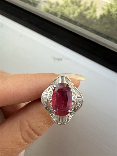 Platinum Natural Thai Ruby And Diamond Ring 426ctw Gem