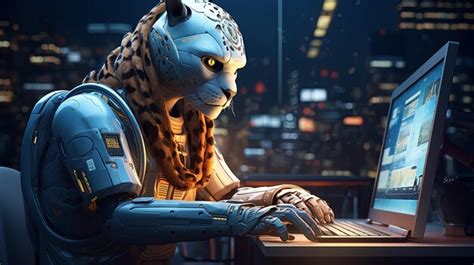 Premium Photo A Robot Cheetah Dressed In Highperformance Athletic