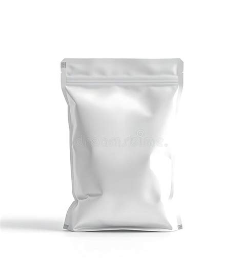 Blank Food Packaging Mockup Of A Crisp Packet No Color On Isolated White Background Stock