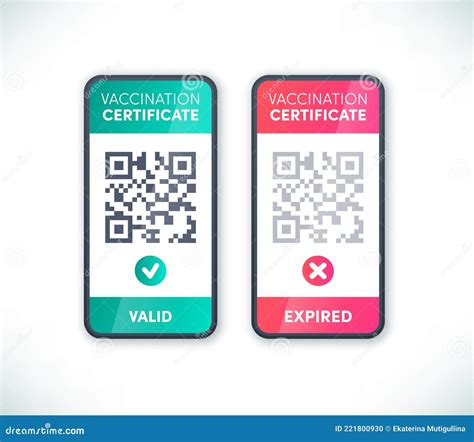 Covid 19 Vaccination Certificate Qr Code On Smartphone Screen Set