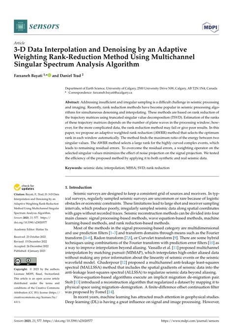 Pdf 3 D Data Interpolation And Denoising By An Adaptive Weighting