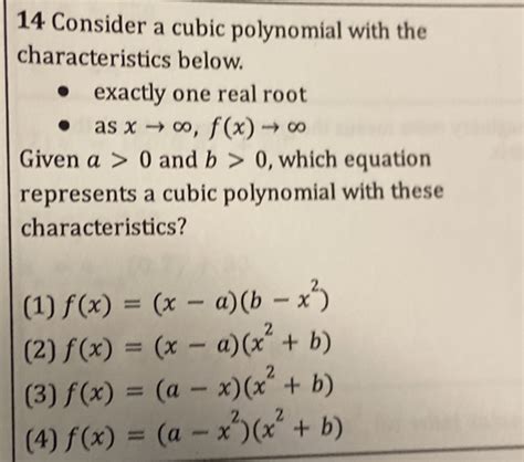 solved 14 consider a cubic polynomial with the characteristics below