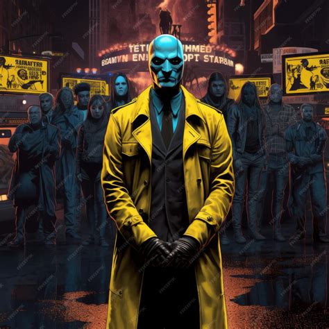 Premium Photo Dark Cityscape A Masked Man In The Style Of Watchmen