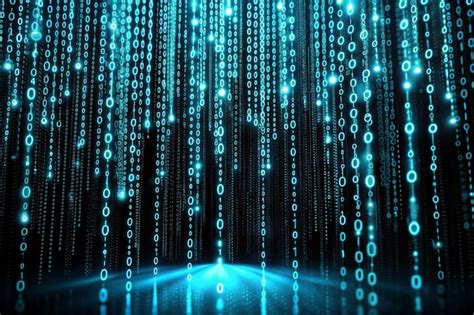 Binary Computer Code Flowing On The Black Background Premium AI