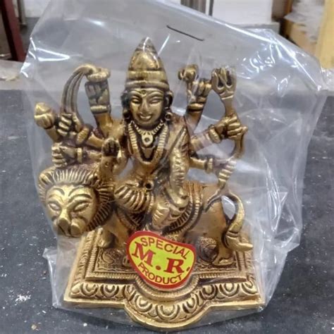 Golden Vasihno Brass Mata Vaishno Statue For Worship Size 6 Inches