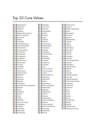 28 SAMPLE Core Values Lists In PDF MS Word Excel