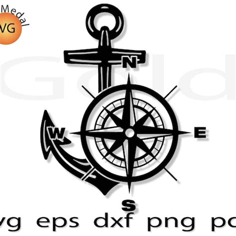 Compass Anchor Svg Scene Nautical Sailor Pirate Wind Rose Etsy