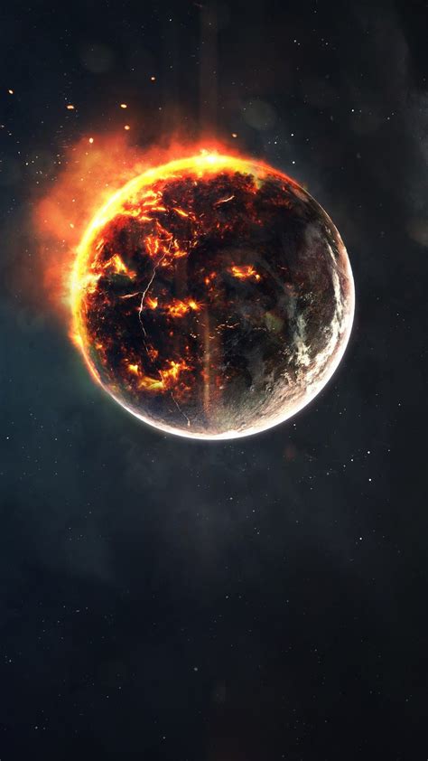 Planet On Fire Fire And Ice Wallpaper Black Phone Wallpaper City