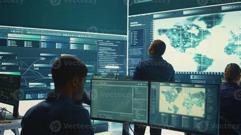 governmental hackers exploiting network systems in high tech office executing cyber operations