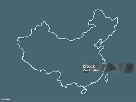 藍色中國地圖與全國單一邊界線在黑暗的背景下向量圖形及更多中國圖片 中國 亞洲 具有特定質地 Istock