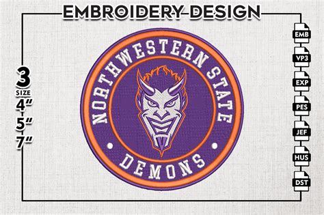 Ncaa Northwestern State Demons Round Logo Embroidery Ncaa Northwestern