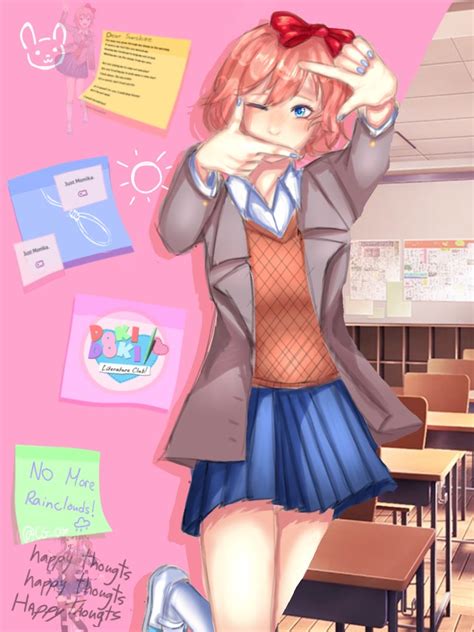 K On Twitter Happy Thoughts Ddlcfanart Sayori Https T Co Ikpolp Kgv Twitter
