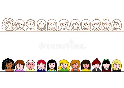 Women Upper Body Border Set Stock Vector Illustration Of Adult Collection