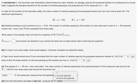 Solved In Lab Exercise 1 The Franchiser Was Interested In Chegg