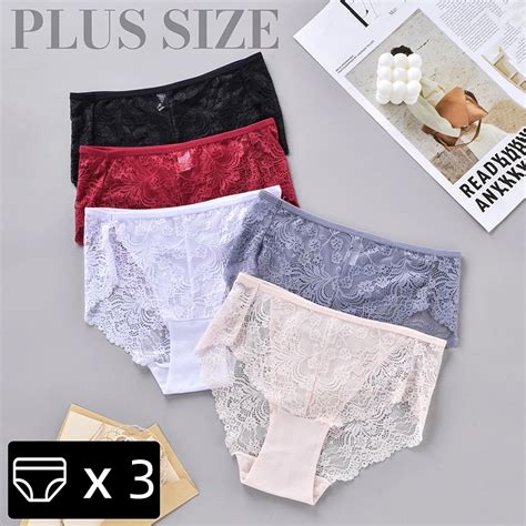 3pcs Lace Panties Women Underwear Floral Sexy Lingerie Soft Female