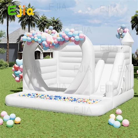 New Heart Shape White Bounce House With Ball Pit And Slide15ftpvc Wet