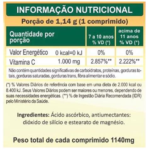 Ácido Ascórbico Vitamina C Unilife 30 Comprimidos Edin