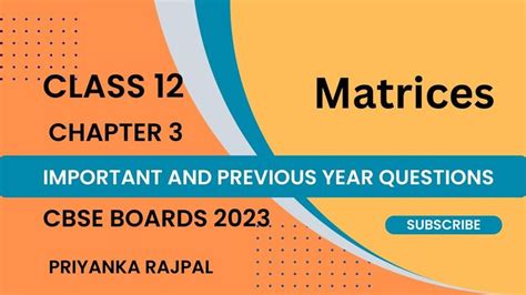 Class 12 Chapter 3 Matrices Important And Previous Year Questions Cbse Boards 2023