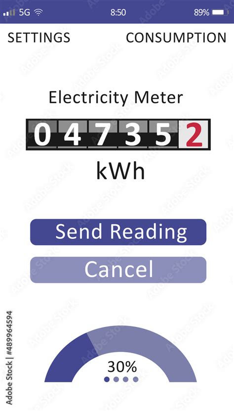 Online App With Electricity Meter Data Illustration Stock Illustration Adobe Stock