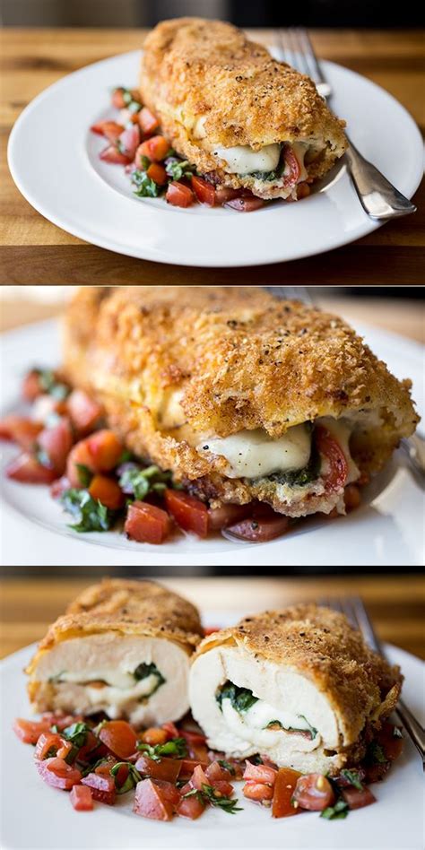 Crispy Stuffed Chicken Caprese With Fresh Mozzarella Avocado Basil