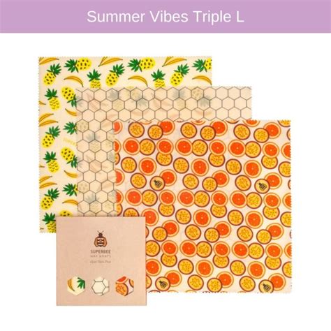 Eco Superbee Wax Wraps Triple L Pack Purple Superfoods