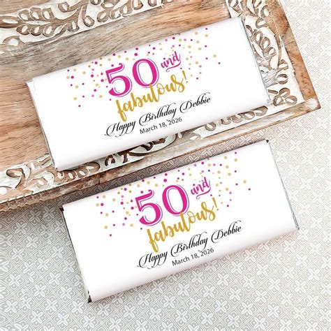 Printed Personalized Hersheys Chocolate Bars 50 And Fabulous Labels