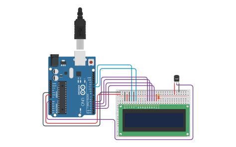 Circuit Design Practica 17 Sensor De Temperatura Mas Pantalla Lcd Tinkercad