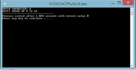 C Program To Display The ASCII Value Of Given Character DEVCPP GCC TECHCPP