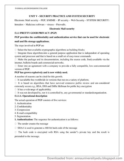 Unit CS CNS Notes PEC Annauniversityedu Blogspot UNIT V SECURITY PRACTICE AND