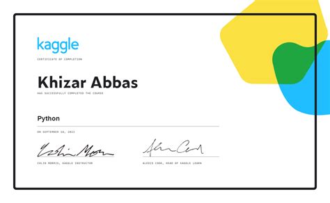 Khizar Abbas Completed The Python Course On Kaggle
