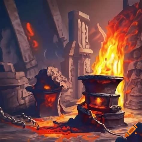 Fantasy Artwork Of A Fiery Forge On Craiyon