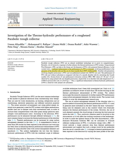 Novel Ptc Major Project Pdf Solar Energy Thermodynamics
