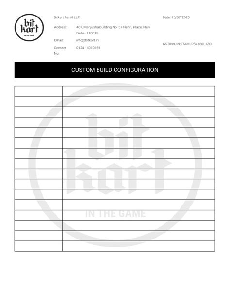 Custom Build Configuration Pdf