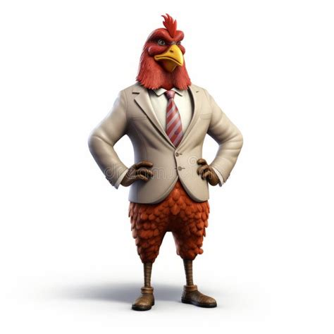 Anthropomorphic Rooster In Suit A Hyperrealistic Cartoon Character