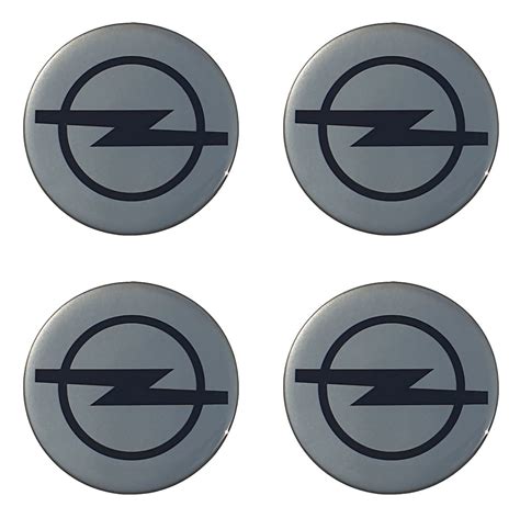 NAKLEJKI NA DEKIELKI KOŁPAKI FELGI DO OPEL 50 MM SREBRNE TŁO OP 5 CM