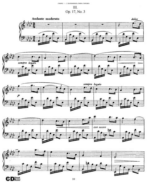 Faure 3 Romances Sans Paroles 钢琴谱 简谱